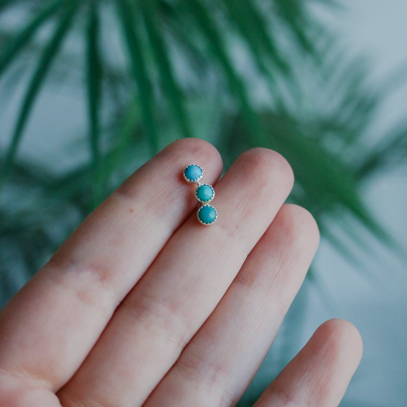 Triple Stone Helix Stud – Prairie Sky Jewelry Co