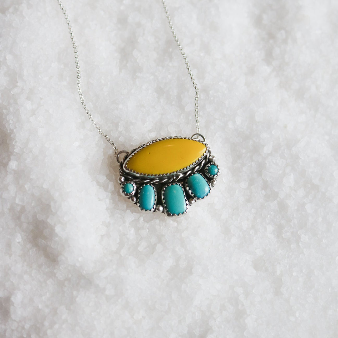 Yellow Rosarita + Fox Mine Turquoise Necklace // One of a Kind ...
